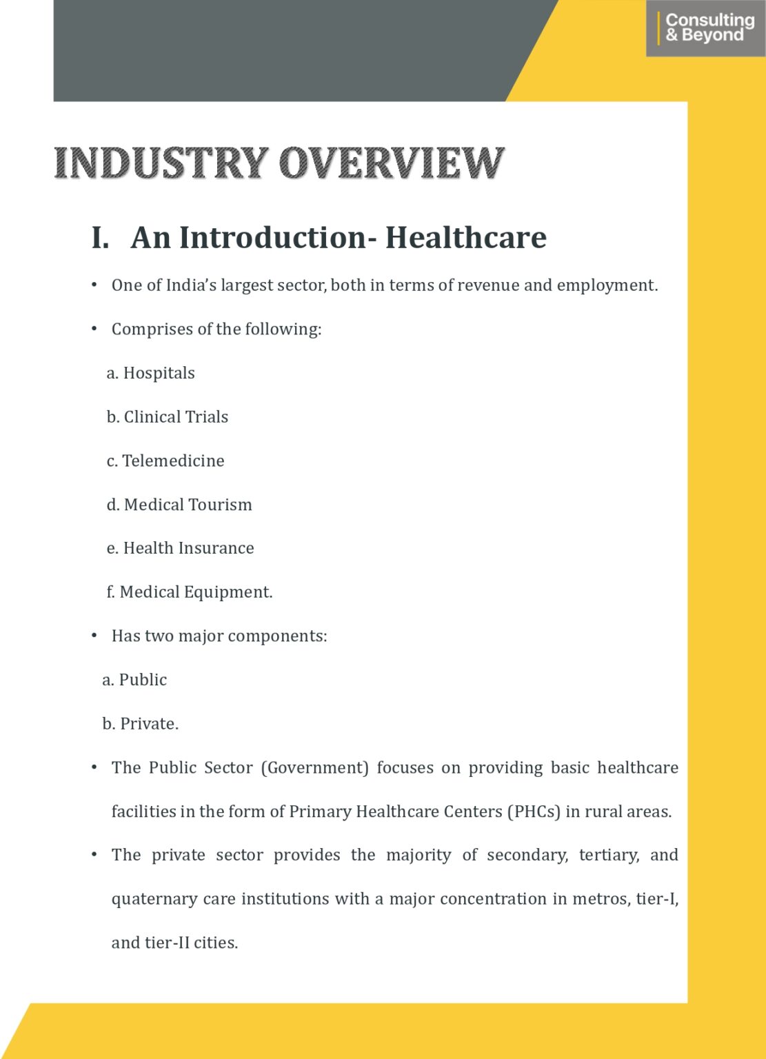 HEALTHCARE INDUSTRY ANALYSIS F.Y. 2022-23 - Consulting & Beyond